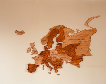 3D Wooden Puzzle Map of Europe: Wall Wood Decor, Education & Artistry ...