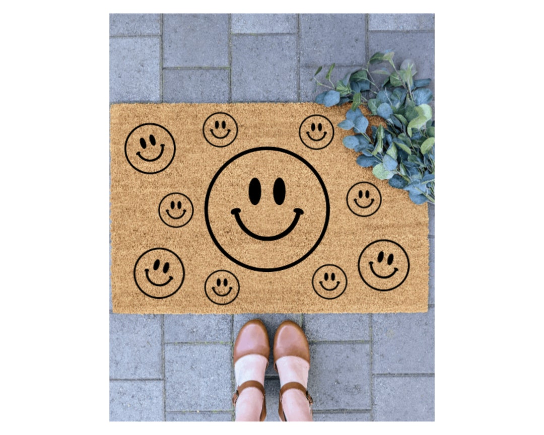 Retro Doormat Smiley Face Welcome Mat Funny Welcome Mat Housewarming ...