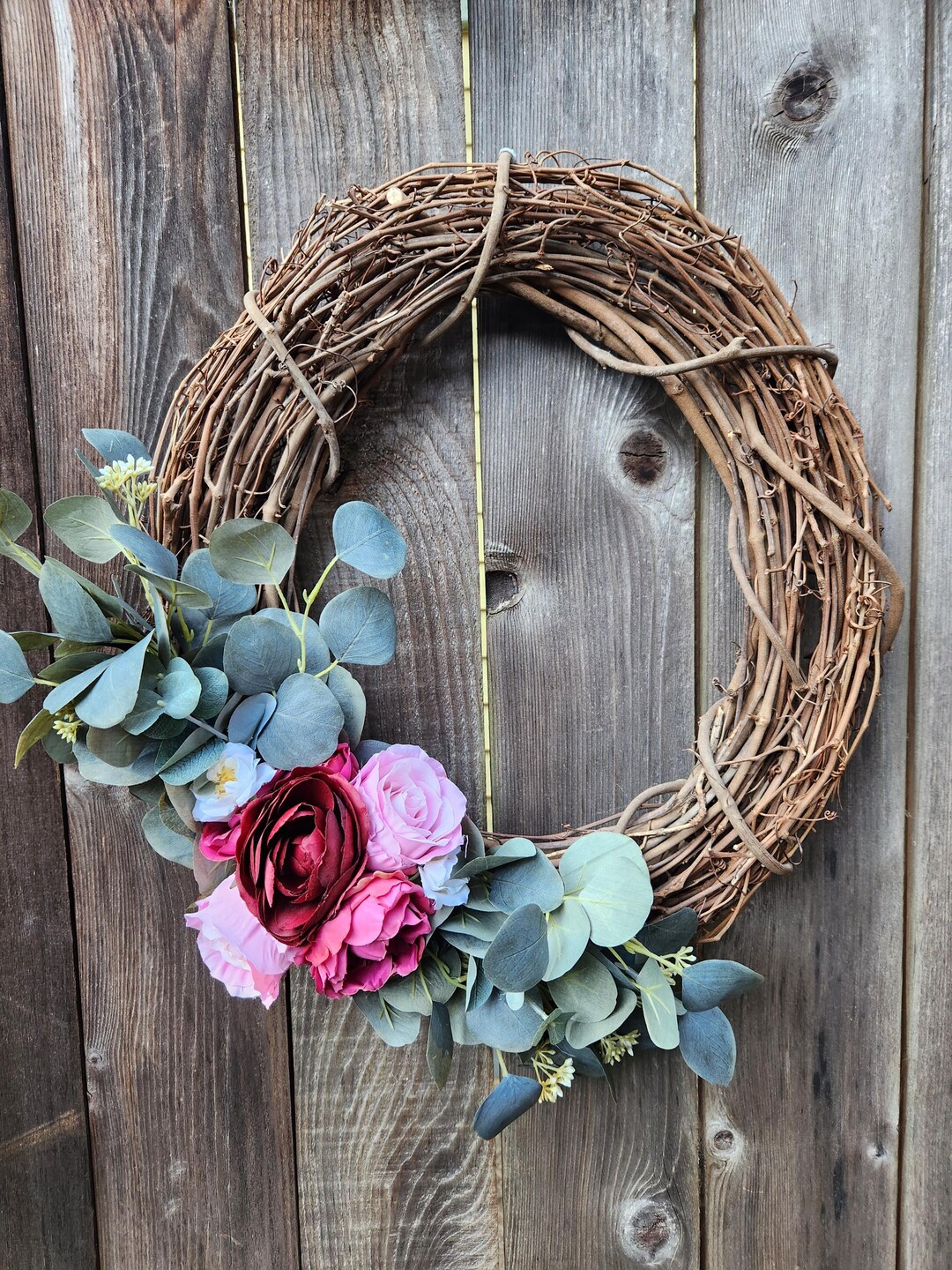 Peony Greenery Front Door Wreath | Front Door Wreath | Grapevine ...