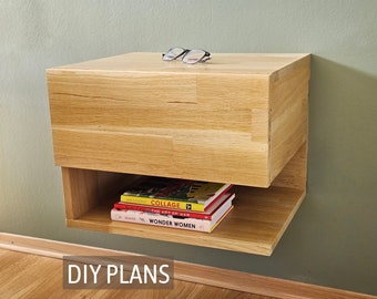 DIY Floating Nightstand Plans Modern Wall-mounted Bedside Table ...