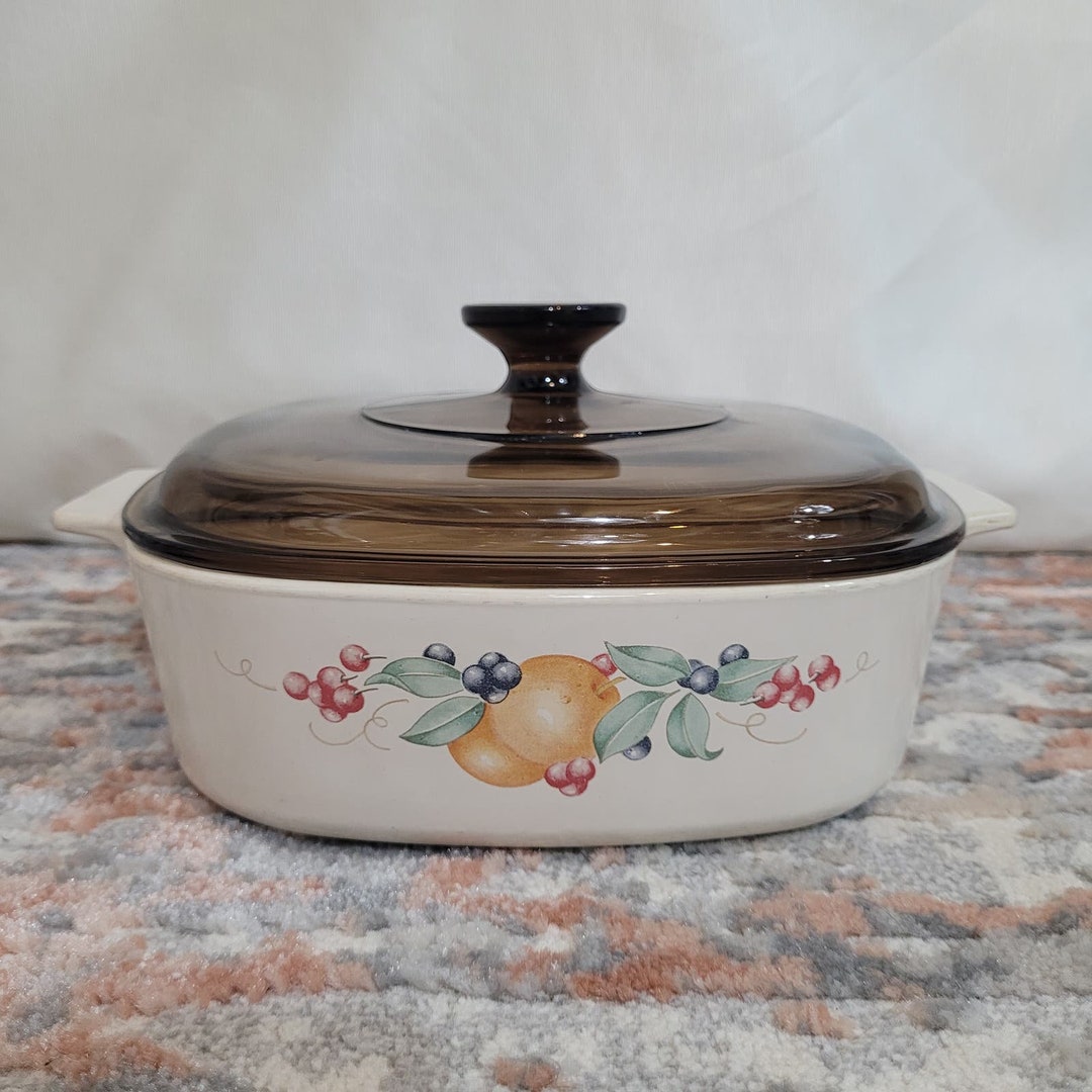 Vintage Corning Ware Casserole Dish Abundance Pyrex Fireside Lid Baking ...