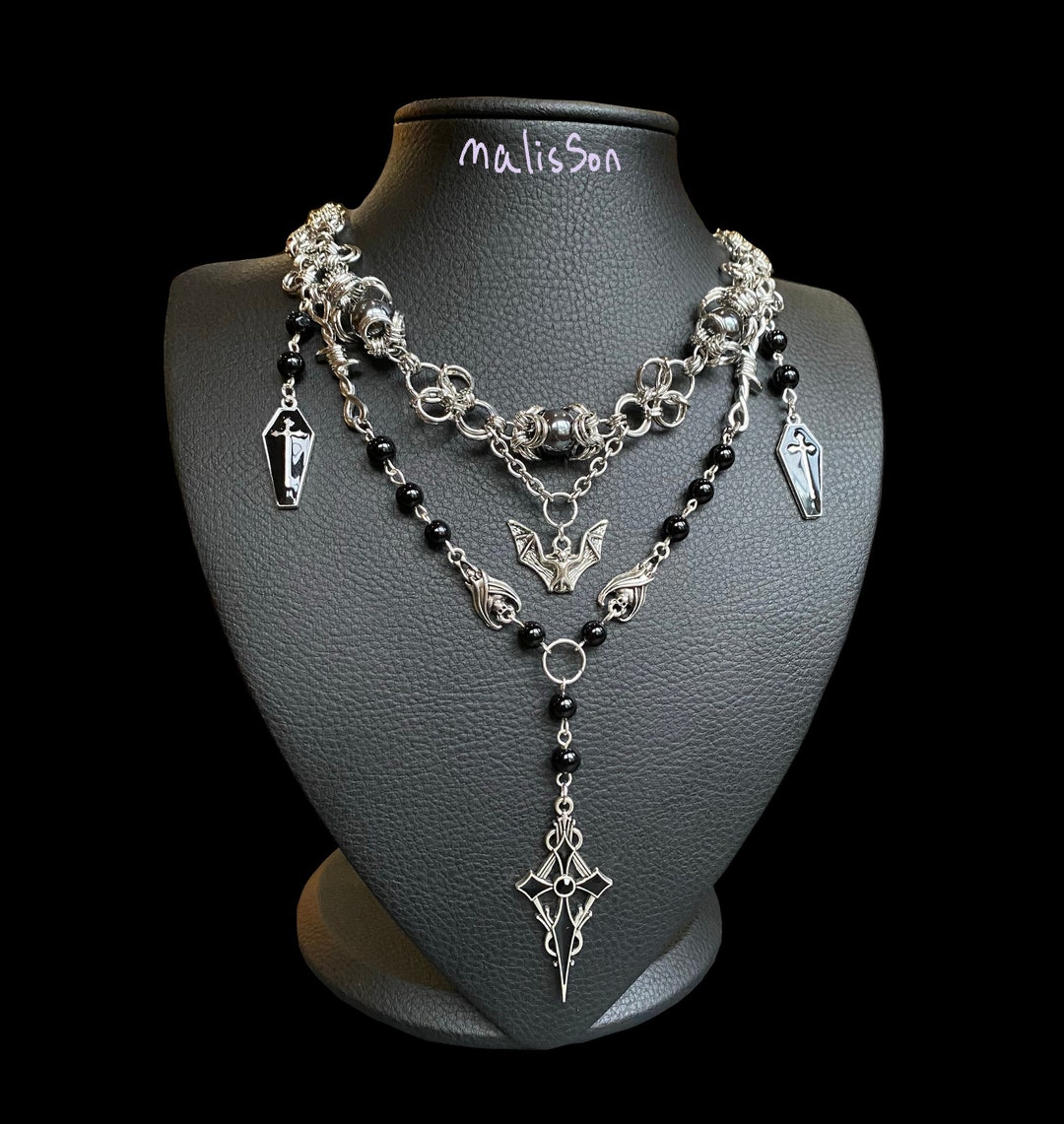Malleus Maleficarum Gothic Chainmail Rosary Necklace Choker - Etsy
