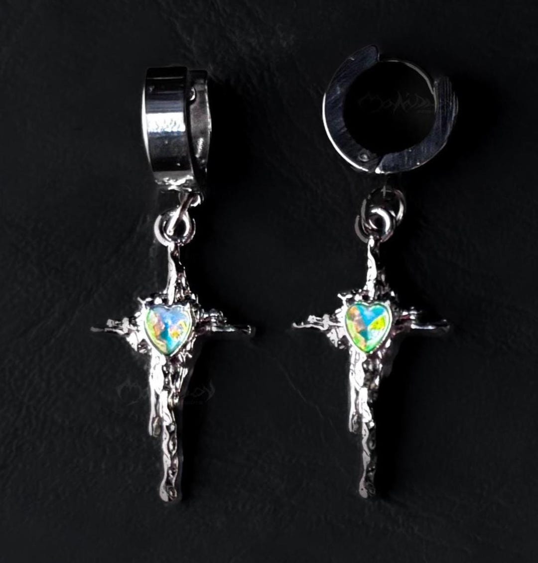 Cyberstar Earrings - Silver Cybercore Gothic Grunge Stainless Steel ...