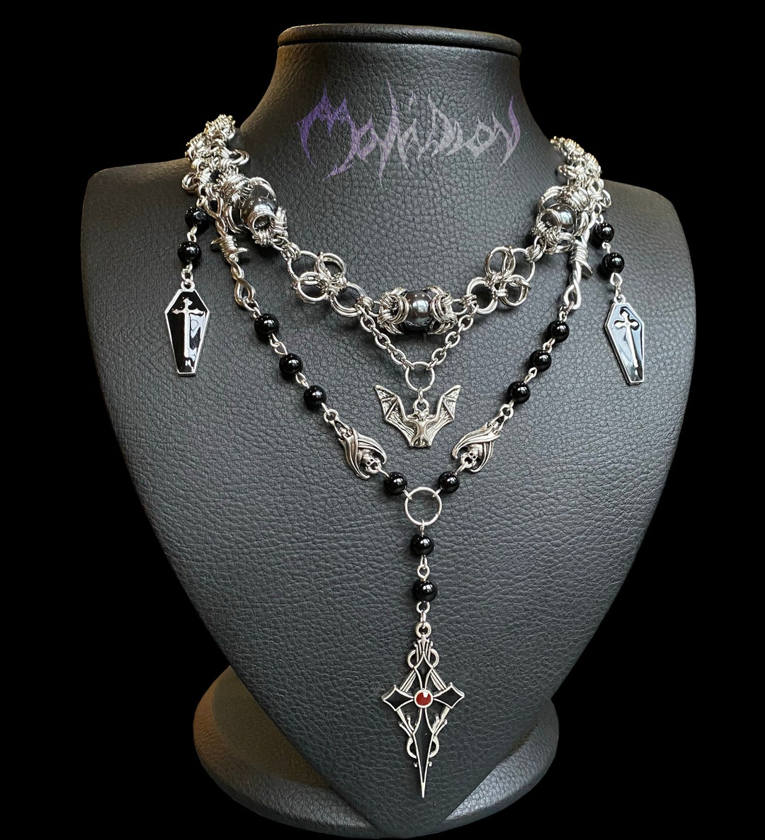 Malleus Maleficarum - Gothic Chainmail Rosary Necklace Choker Handmade ...