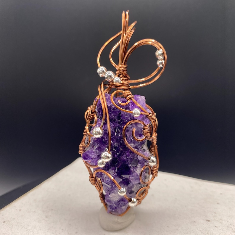 Natural Amethyst Gemstone Wire Wrapped Pendant, Amethyst Crystal ...