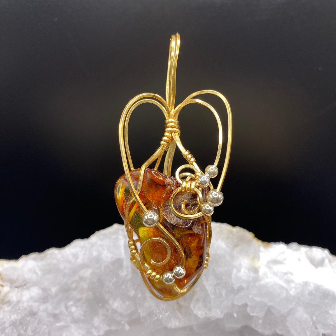 Baltic Amber Wire Wrapped Pendant Necklace Adjustable Cord Gift Box - Etsy