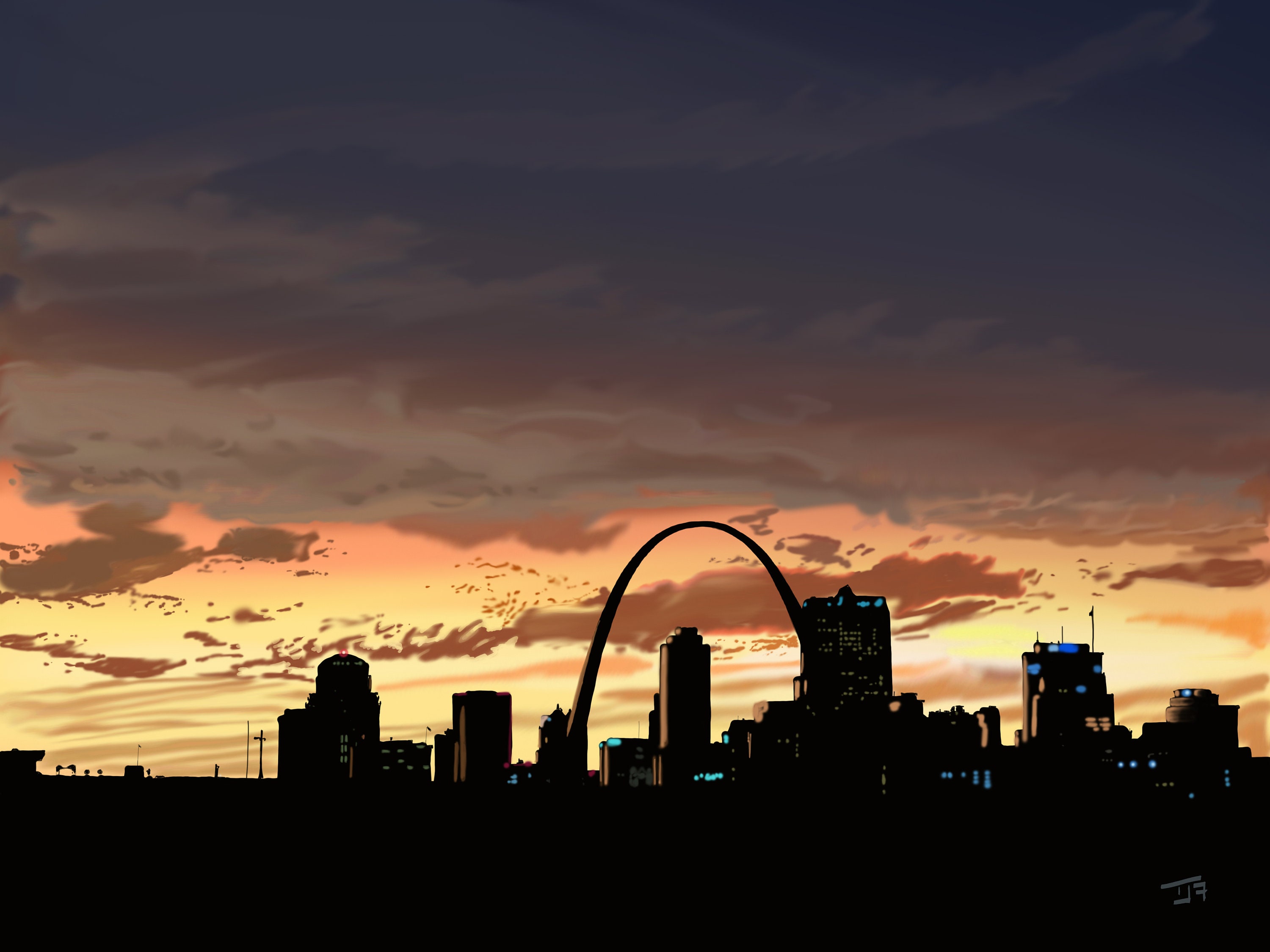 Saint Louis Sunset (digital Print of Adobe Photoshop Art of a Sunset ...