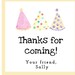 Thanks for Coming Party Favor Printable Party Hat Favor Tag Thank You ...