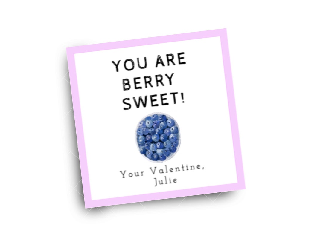Berry Valentine Printable Tag, Edit From Home, Berry Sweet Teacher ...