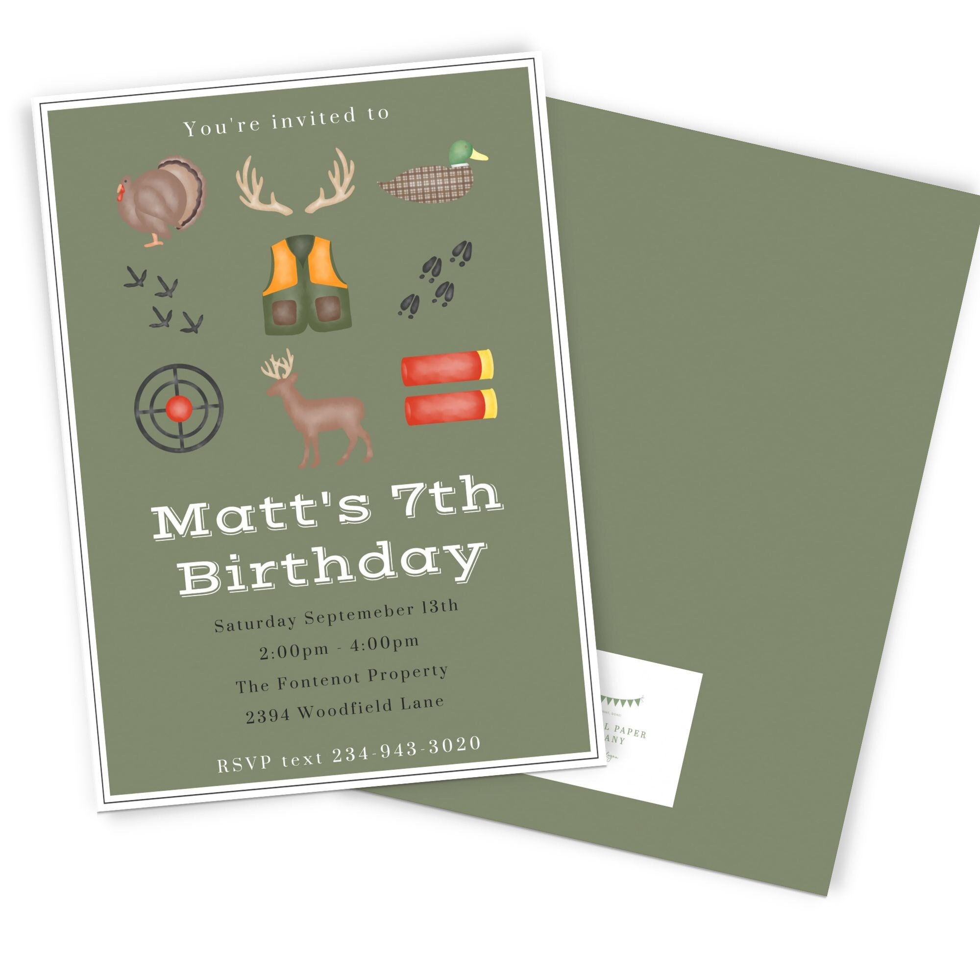 Hunting Theme Birthday Party Invite, Printable Invitation, Camo ...
