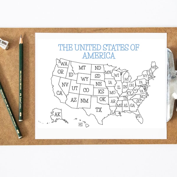 Printable US Map Coloring Page Homeschool Coloring Sheet US Geography ...