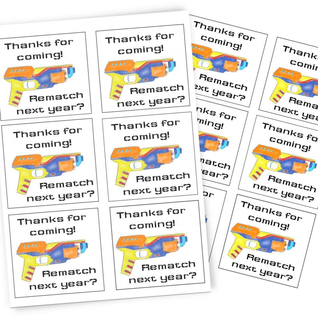 Printable Nerf Gun Party Favors | Nerf Birthday Favors | Nerf War Nerf ...