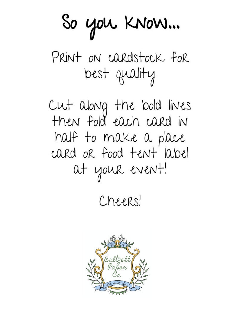 The Masters Watch Party Food Labels, Printable Masters Party Decor ...