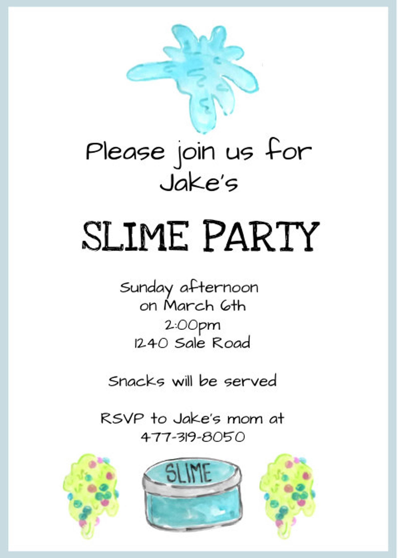 Slime Party Invitation Digital Printable Slime Birthday - Etsy