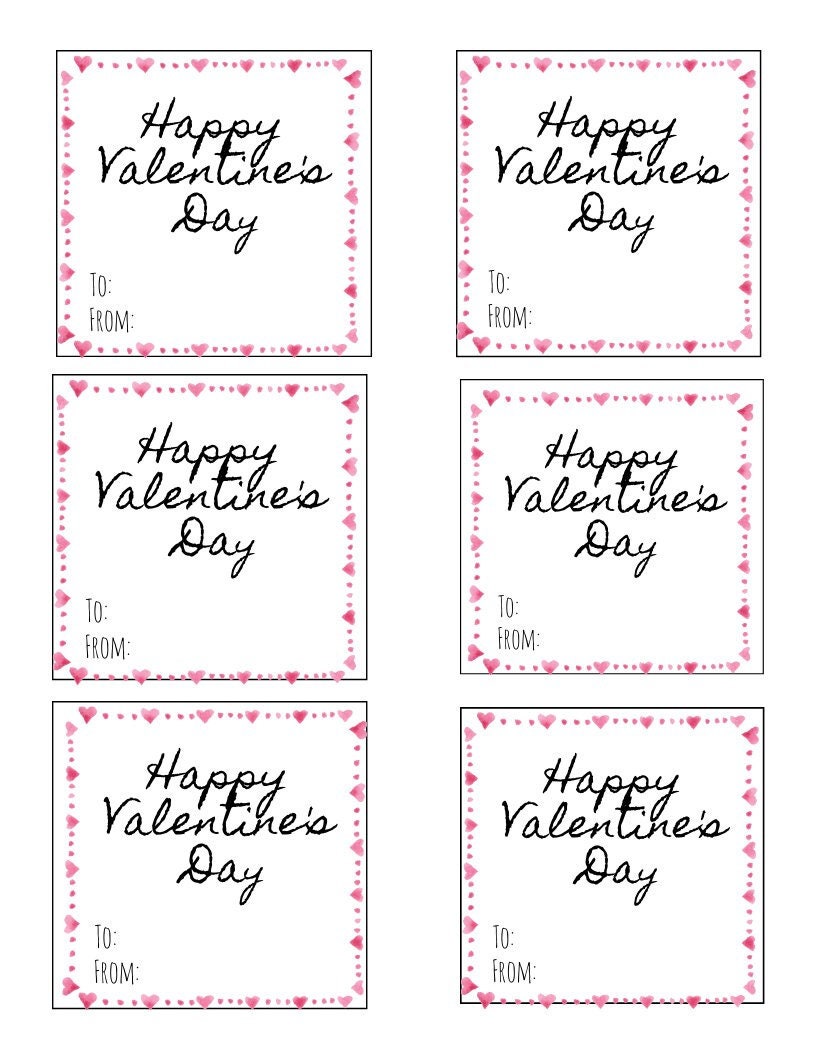 Printable Pink Heart Valentine Printable Valentine Tag for Gifts V Day ...