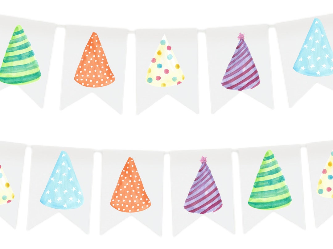 Birthday Banners Templett | Reusable Birthday Banner | Party Hat Banner ...