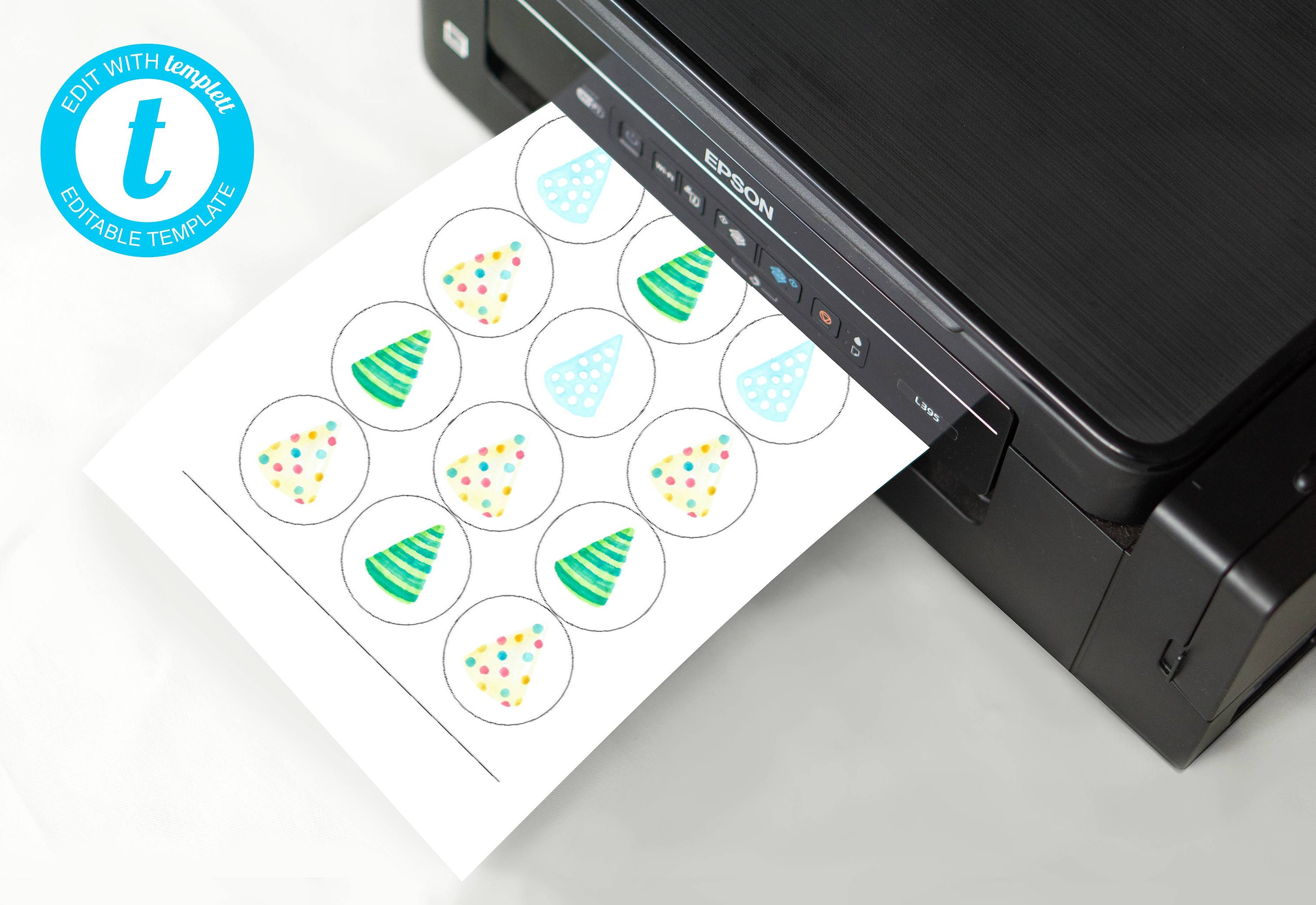 Cupcake Toppers Birthday Printable | Party Hat Cupcake Toppers ...