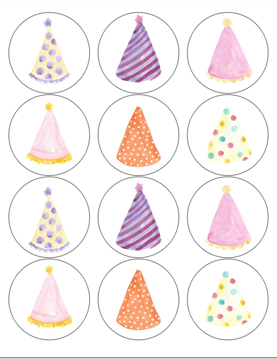 Printable Party Hat Cupcake Toppers - Etsy
