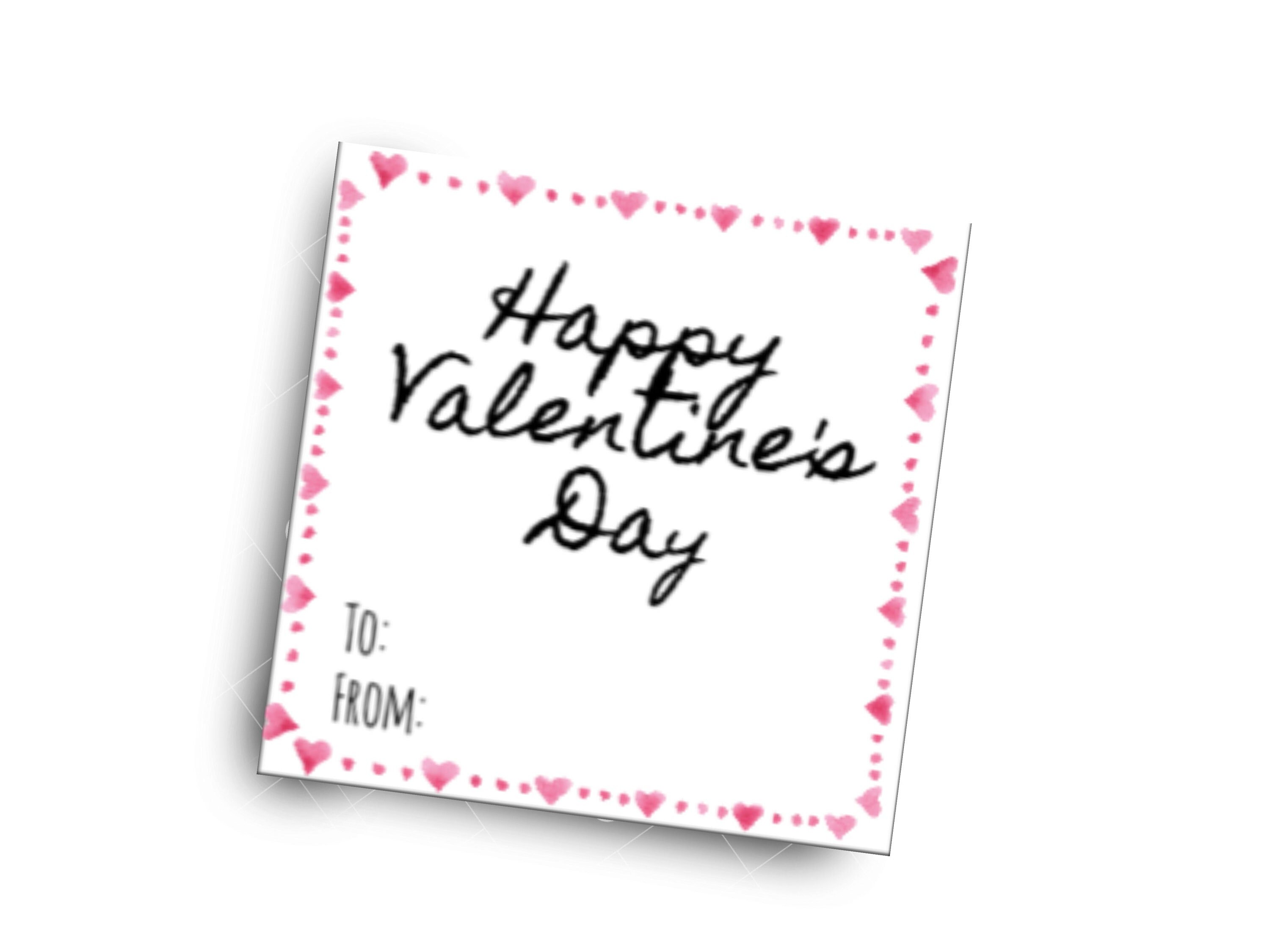 Printable Pink Heart Valentine Printable Valentine Tag for Gifts V Day ...