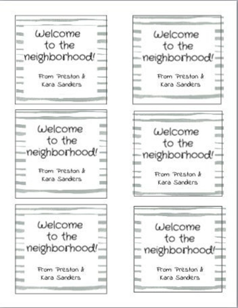 Printable New Neighbor Tag | Editable Text | Gift Tag | Neutral Color ...
