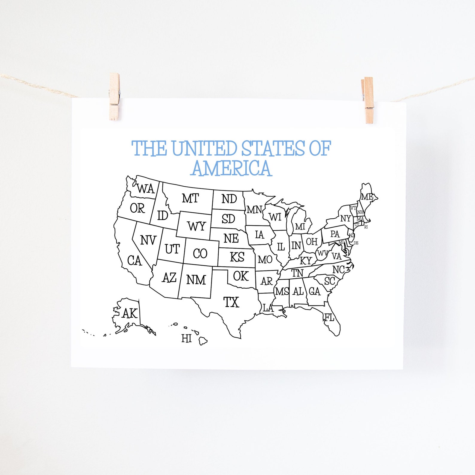 Printable US Map Coloring Page | Homeschool Coloring Sheet | US ...