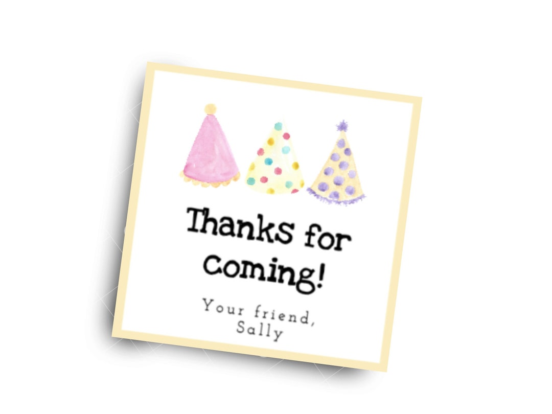 Thanks for Coming Party Favor Printable Party Hat Favor Tag Thank You ...