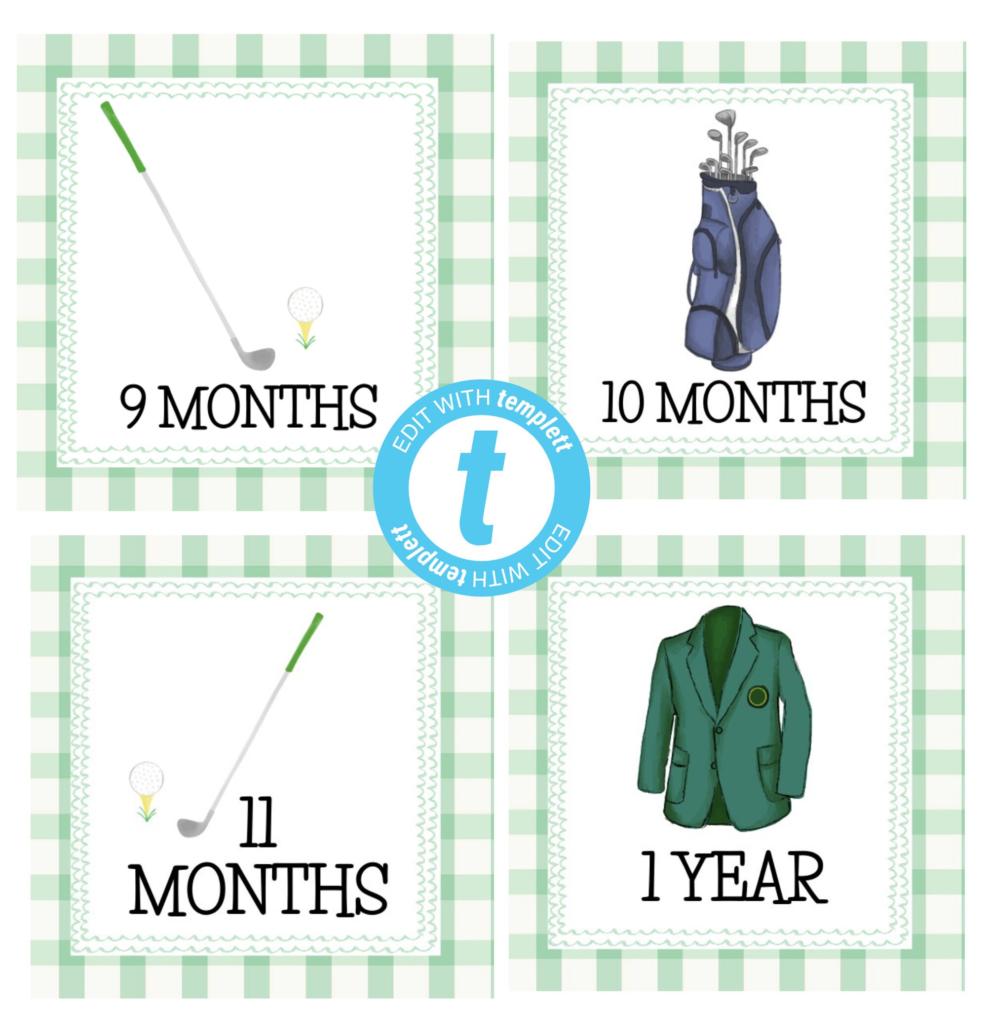 Golf Monthly Milestone Baby Printable Cards | INSTANT DOWNLOAD | Baby ...