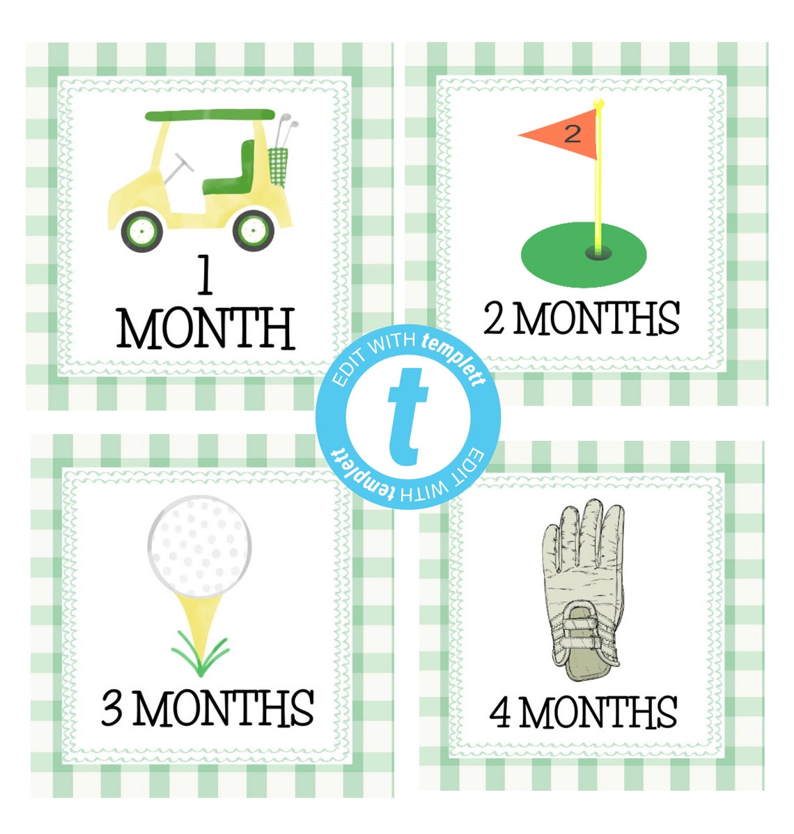 Golf Monthly Milestone Baby Printable Cards INSTANT DOWNLOAD Baby ...