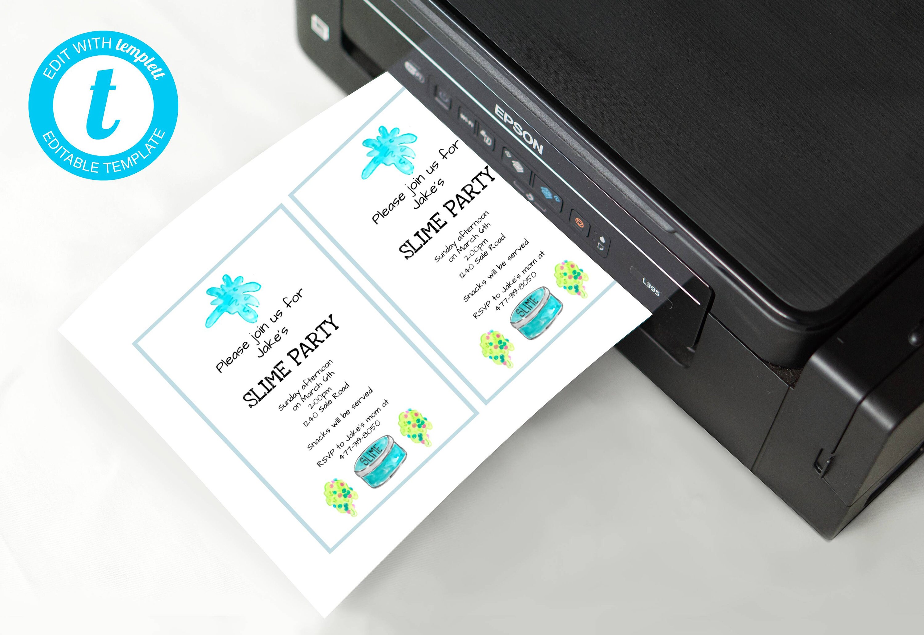 Slime Party Invitation Digital Printable Slime Birthday Invite Slime ...
