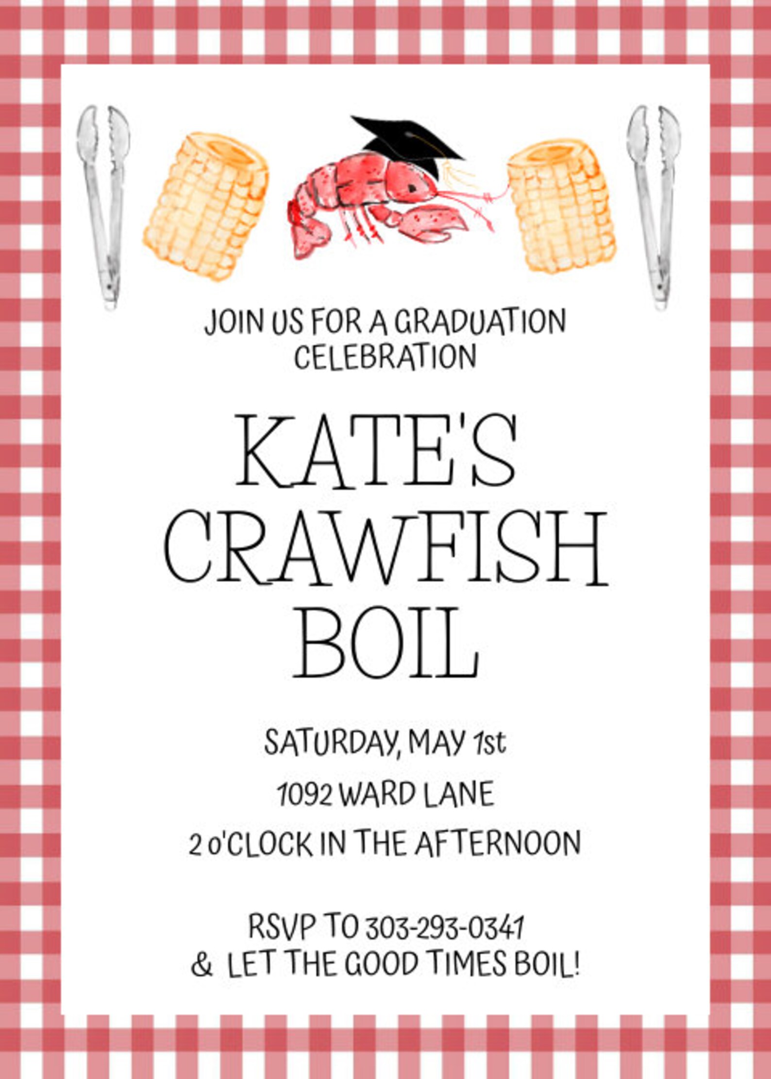 Crawfish Boil Graduation Party Invitations | Instant Download | Print ...
