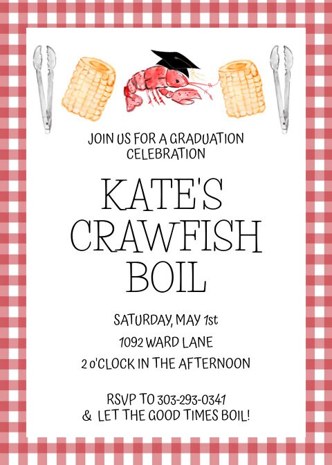 Crawfish Boil Graduation Party Invitations | Instant Download | Print ...