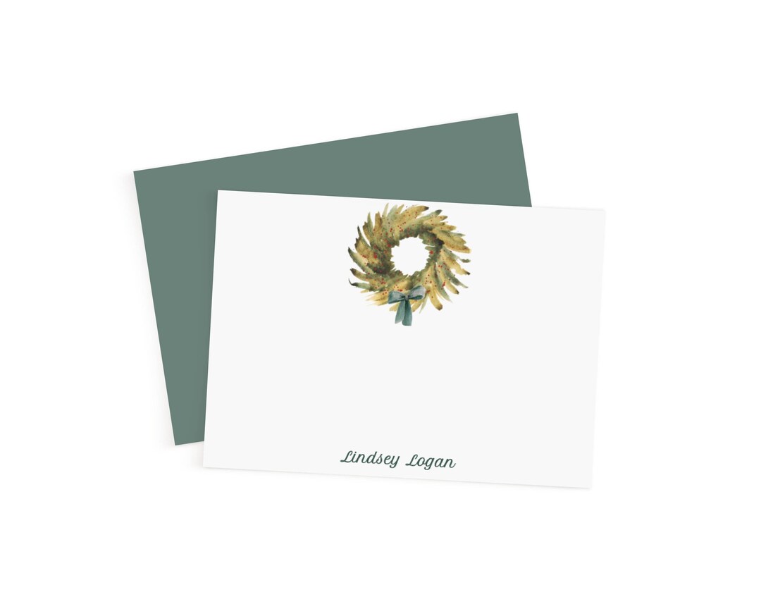 Printable Christmas Wreath Notecard | Watercolor Wreath Notecard | 7in ...