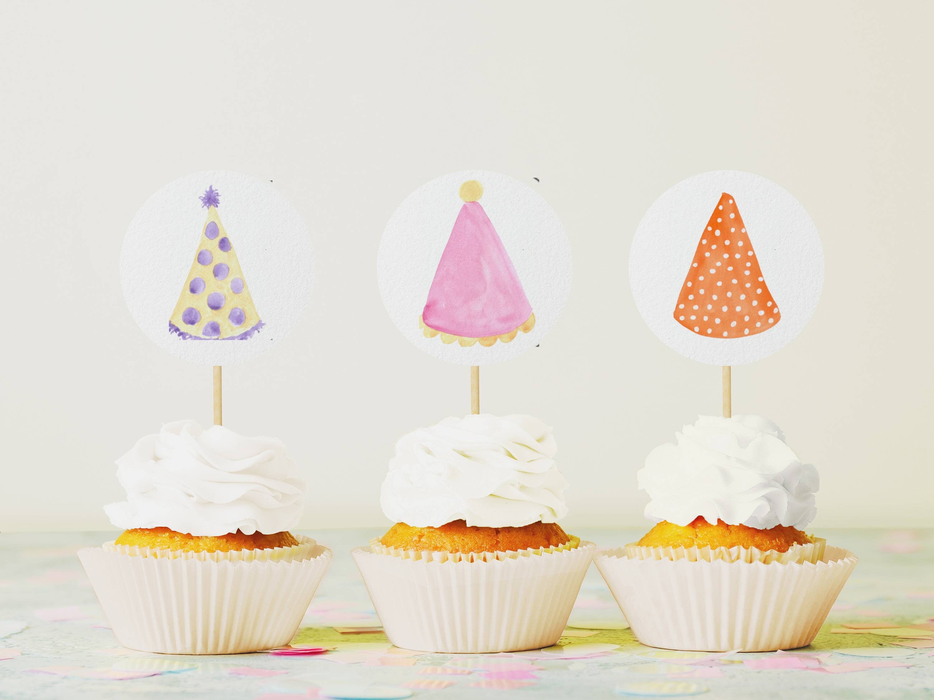 Printable Party Hat Cupcake Toppers - Etsy