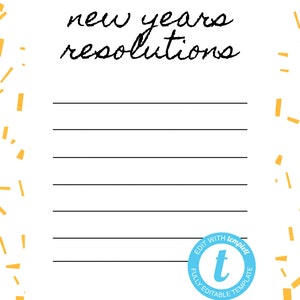 Printable New Years Resolution Sheet - Etsy