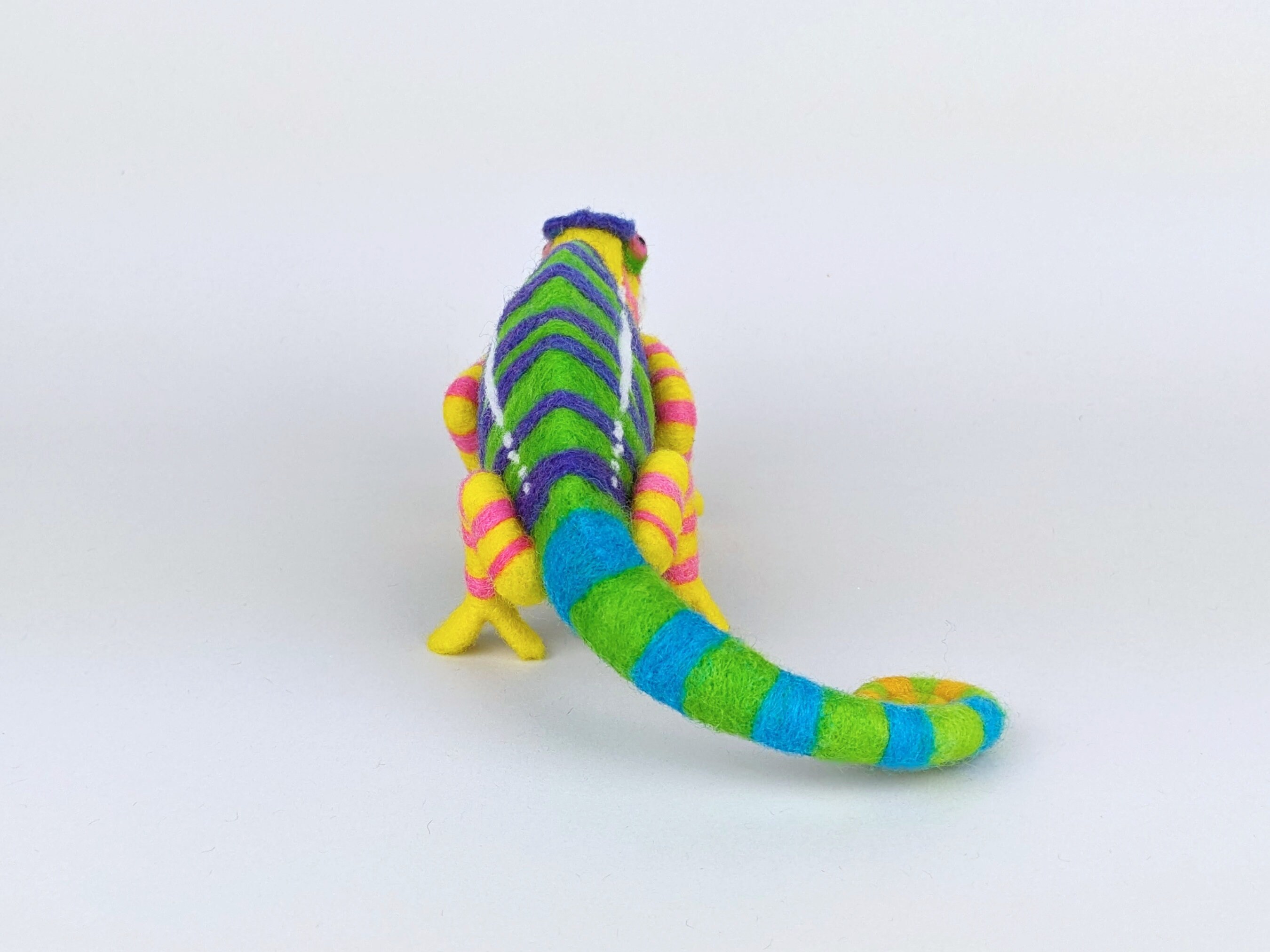 Needle Felted Chameleon Sculpture – Fantasy Panther Chameleon in Neon ...