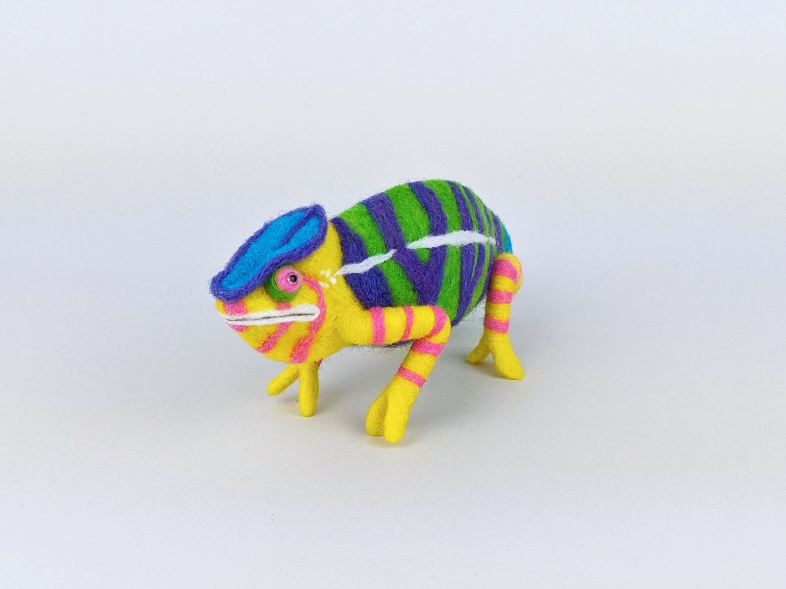 Needle Felted Chameleon Sculpture – Fantasy Panther Chameleon in Neon ...