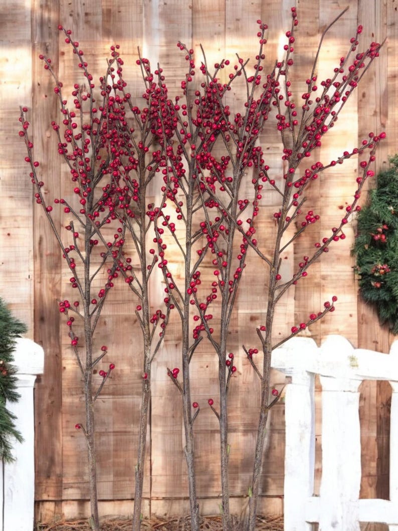 Realistic Ilex Red Berries Long Branch Stem 53 - Etsy