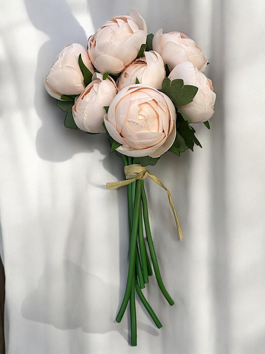 7 Heads Pink Closed Ranunculus Bouquet, Artificial Flowers, Wedding ...