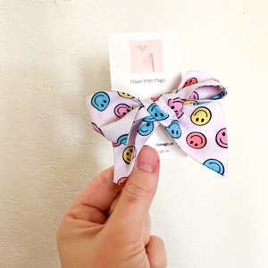 Smiley Face Hair Bow Smiley Face Bow Rainbow Smiley Faces - Etsy