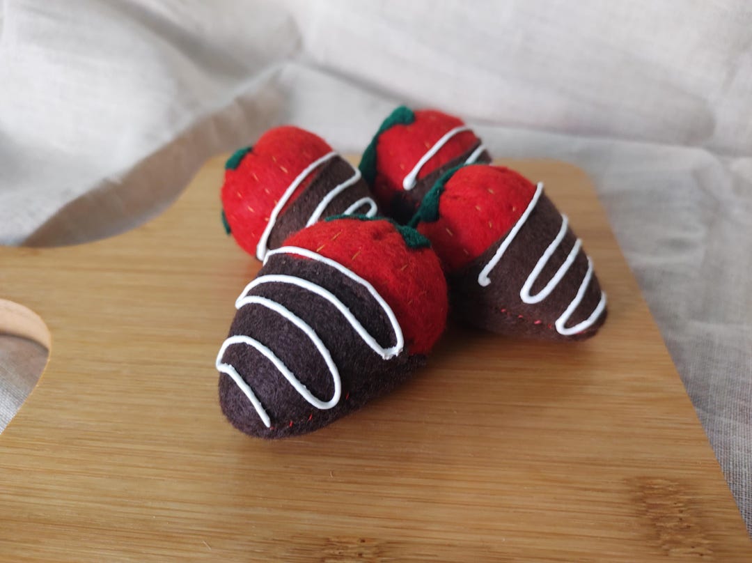 Felt Chocolate Covered Strawberries Pretend Play Food Toy Kitchen ...