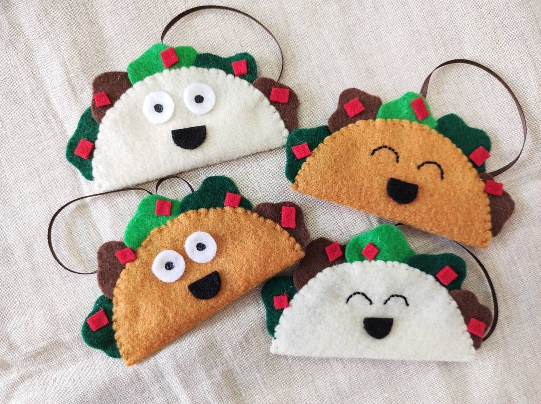 Felt Happy Taco Christmas Ornament Quirky Food Ornament Felt Food ...