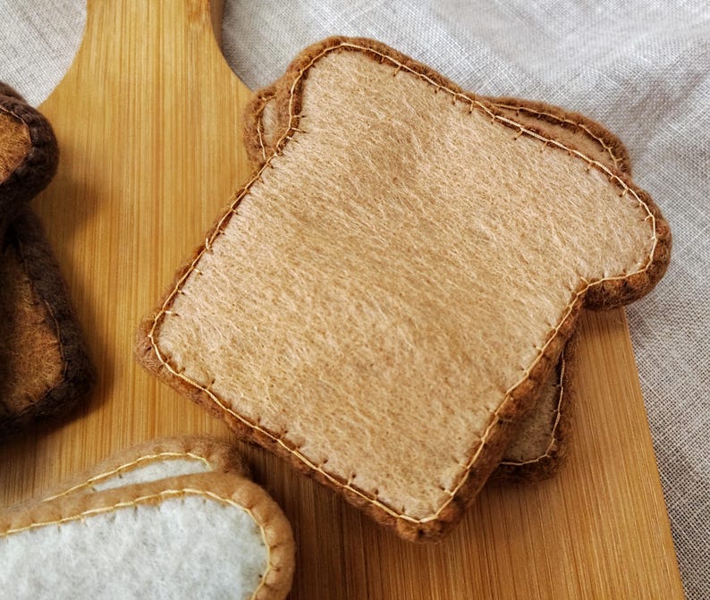 Felt *mini* Bread Slices 3 Colors Play Food Pretend Kitchen Fabric Toy ...