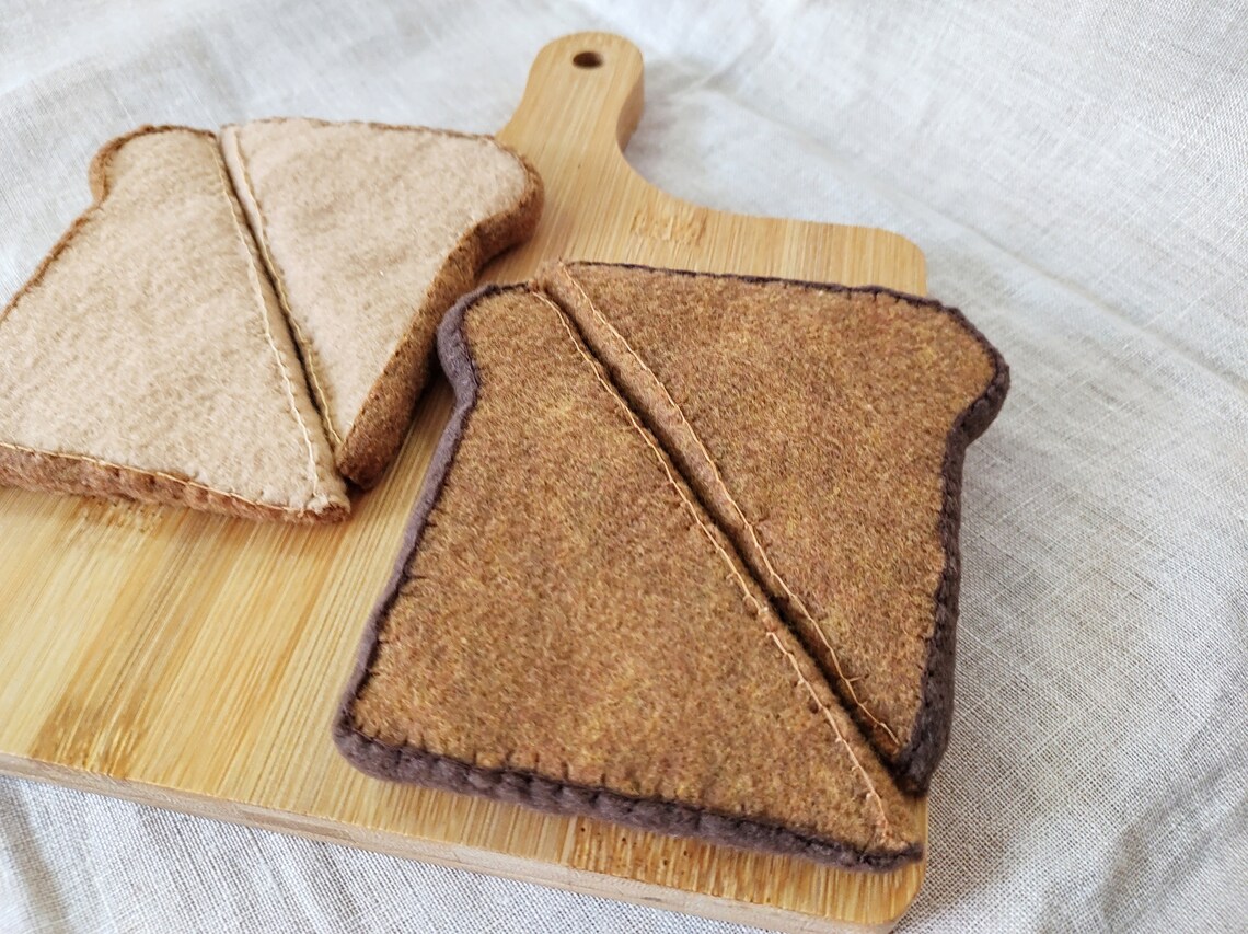 Felt Sliced Toast/bread Play Food Pretend Play Set 2 Colors Fabric ...