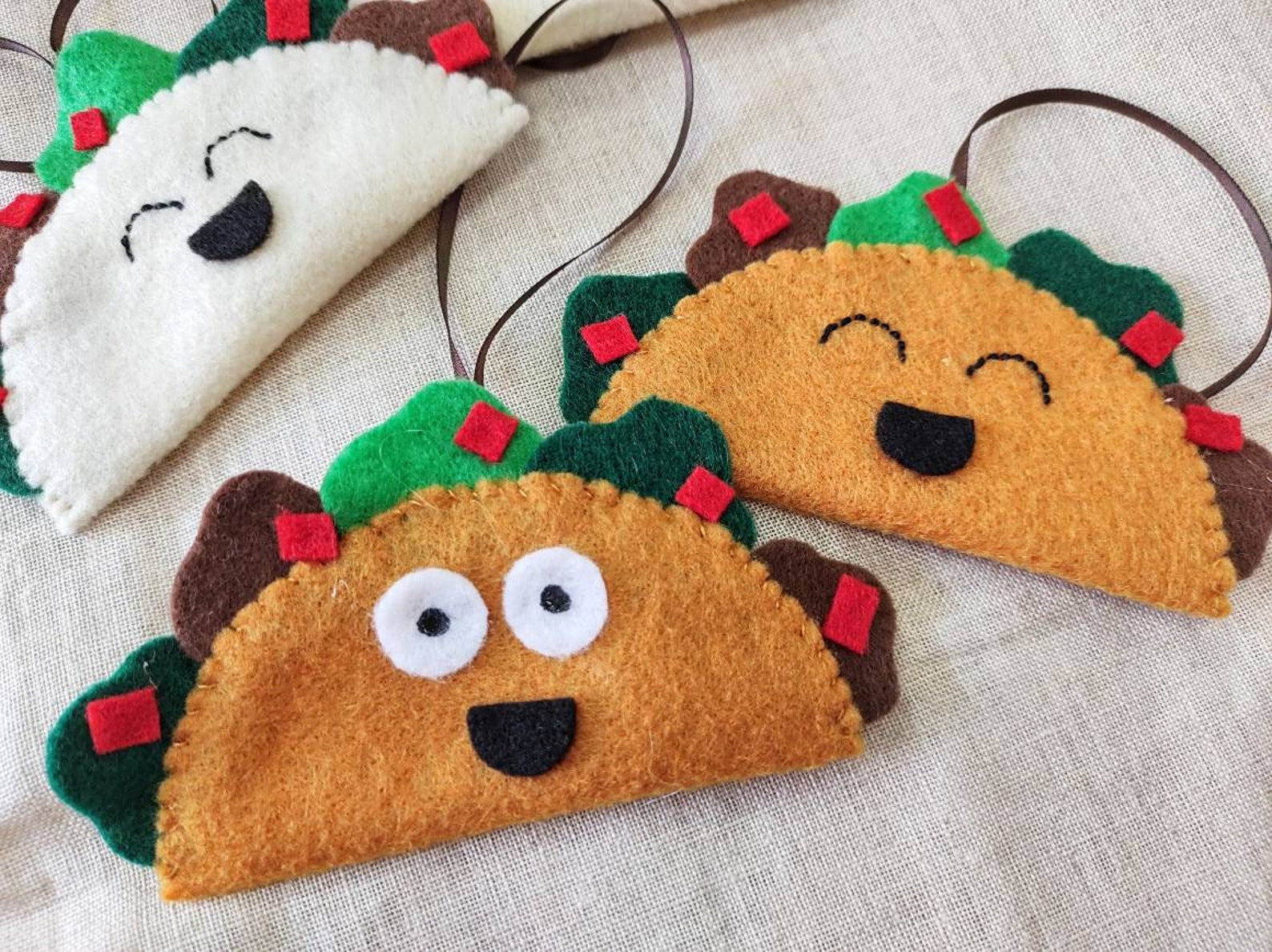 Felt Happy Taco Christmas Ornament Quirky Food Ornament Felt Food ...