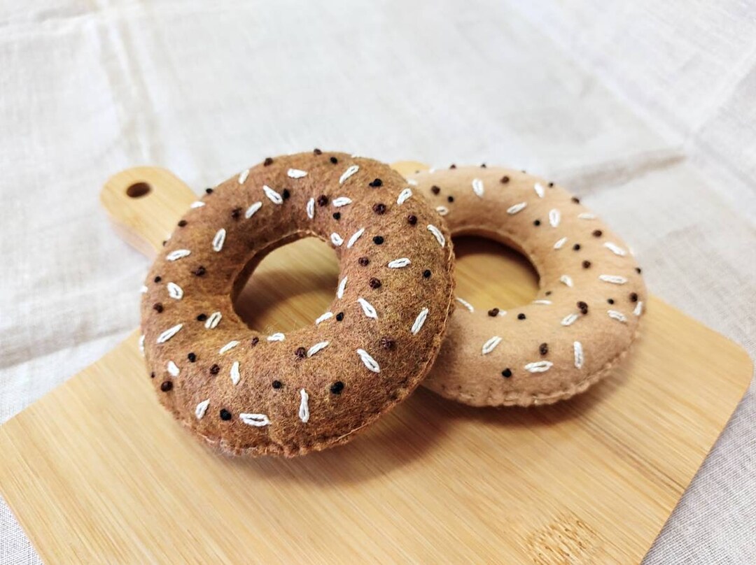 Felt Bagels Two Colors Play Food Pretend Toy Kitchen/ Bakery Fabric ...