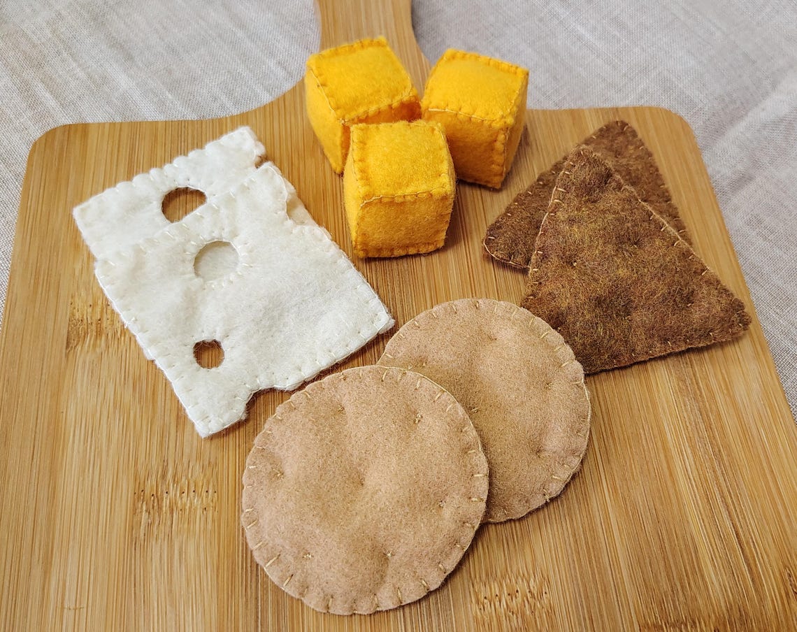 Felt Cheese and Crackers Board Charcuterie Play Toy Food Pretend ...