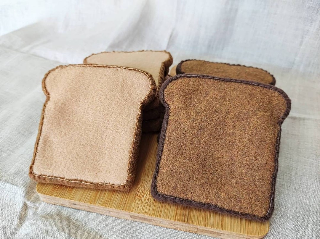 Felt Toast/ Bread Pretend Play Food Set 2 Colors Fabric Pretend Toy ...