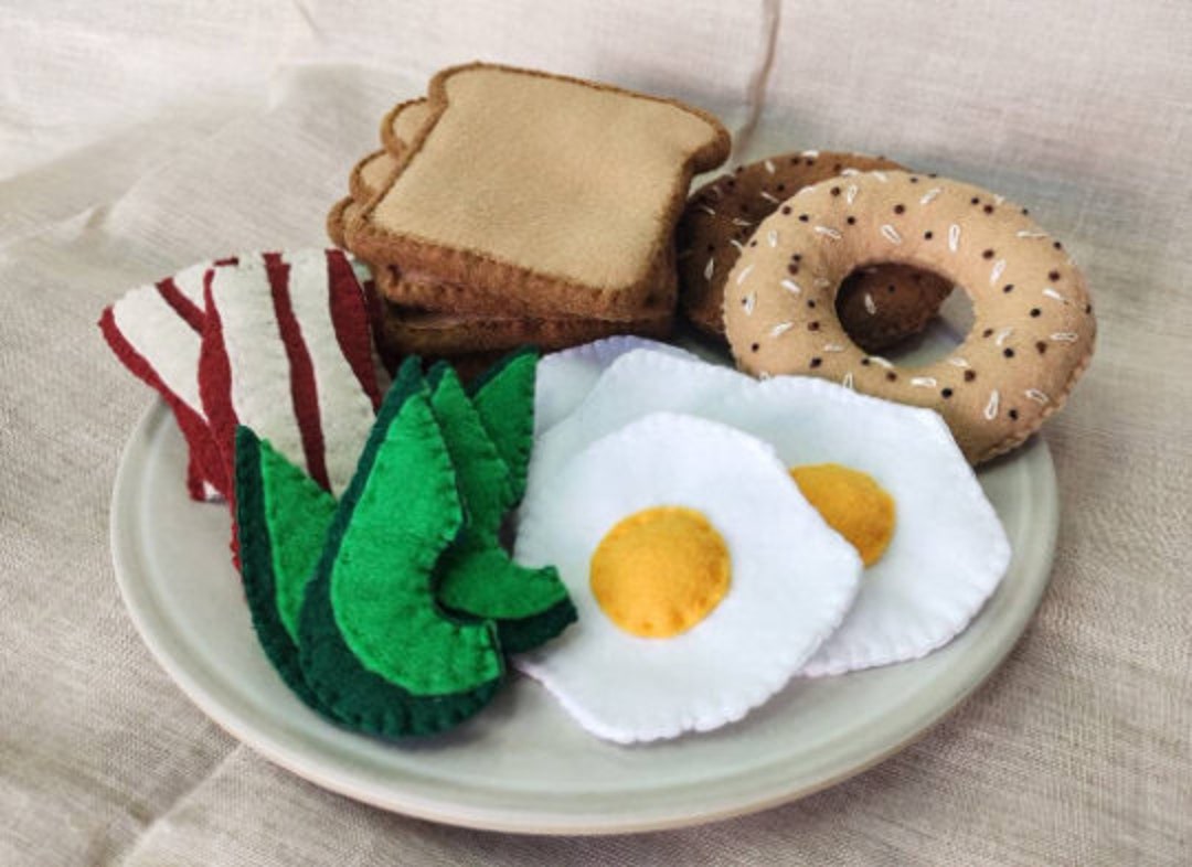Felt Super Breakfast Food Play Food Set Made to Order Kitchen Set Toast ...