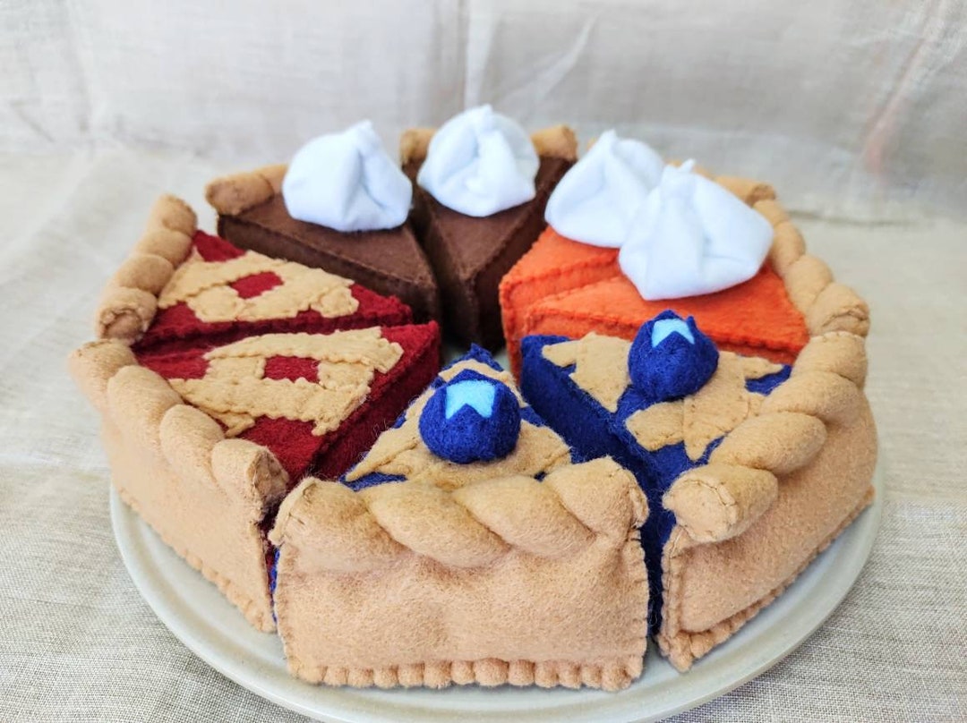 Felt Pie Set Blueberry/ Cherry/ Pumpkin/ Chocolate Silk Pretend Play ...