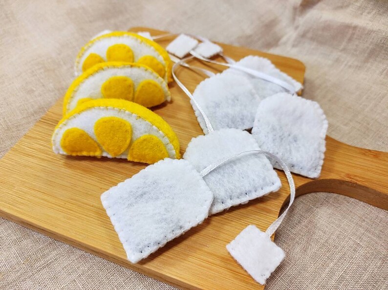 Felt Tea Bags and Lemon Slices Play Food Pretend Play Food Fabric Faux ...